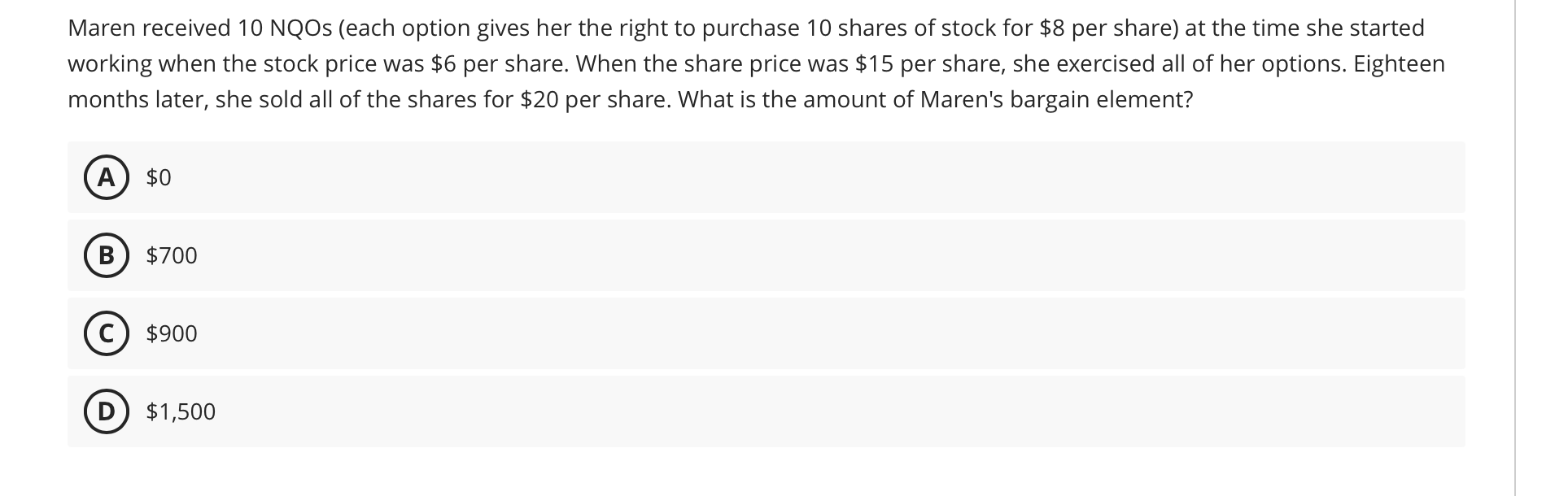 Solved Maren received 10NQOs (each option gives her the | Chegg.com