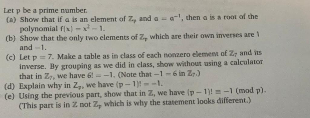 Solved Let p be a prime number. (a) Show that if a is an | Chegg.com