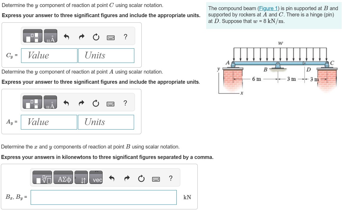 Solved Determine The Y component Of Reaction At Point C
