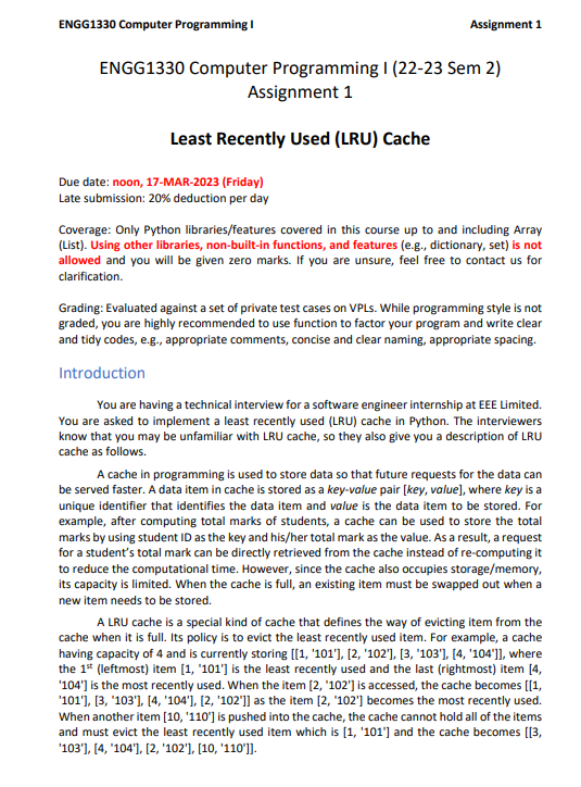 Solved ENGG1330 Computer Programming I Assignment 1 ENGG1330 | Chegg.com