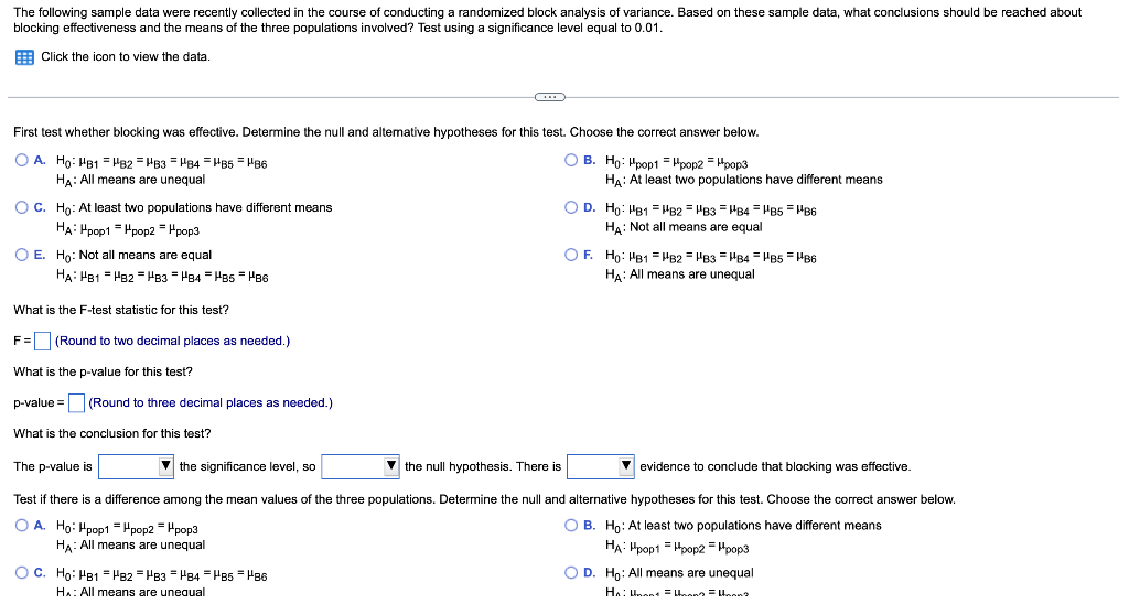 Solved The following sample data were recently collected in | Chegg.com