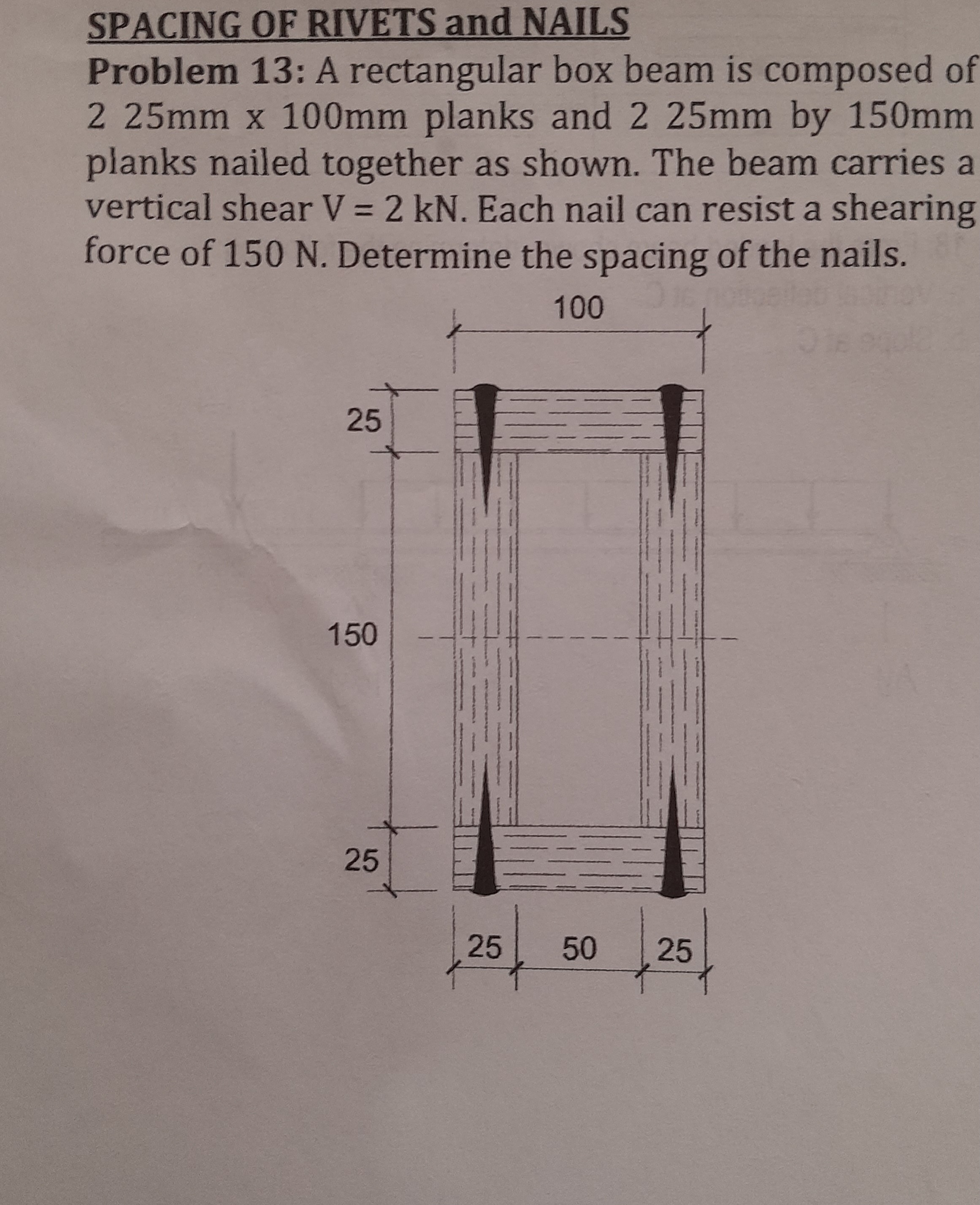 Solved SPACING OF RIVETS and NAILS Problem 13: A rectangular | Chegg.com