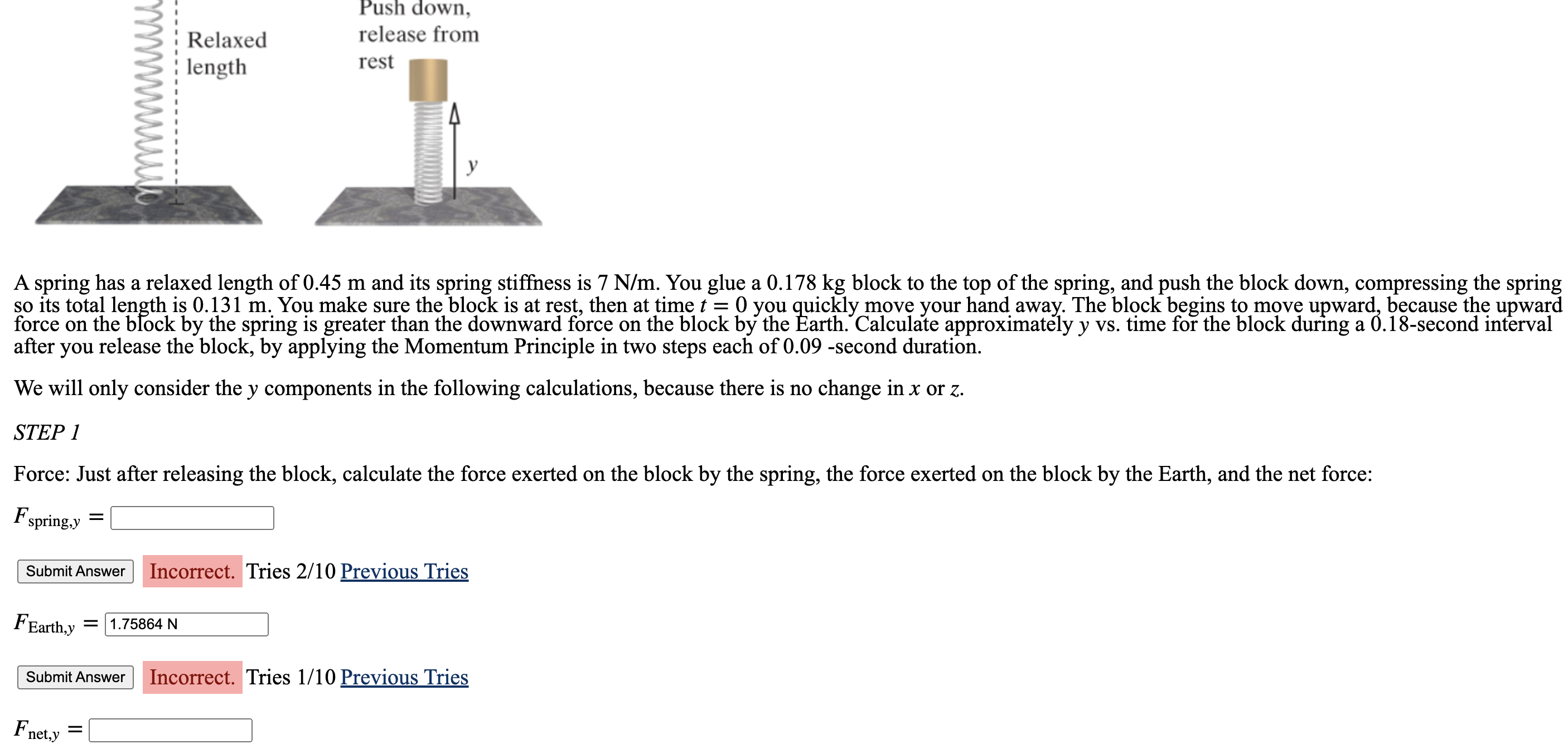 Solved A spring has a relaxed length of 0.45 m and its | Chegg.com
