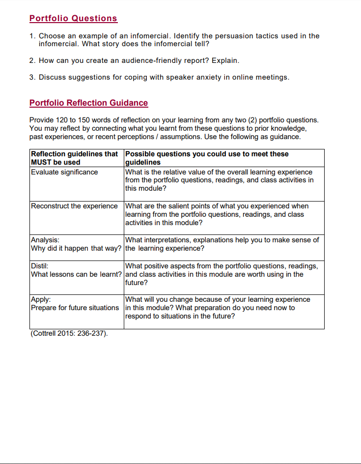 Portfolio Questions 1. Choose an example of an | Chegg.com