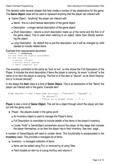 Solved Object Oriented Programming Swin-Adventure C# | Chegg.com