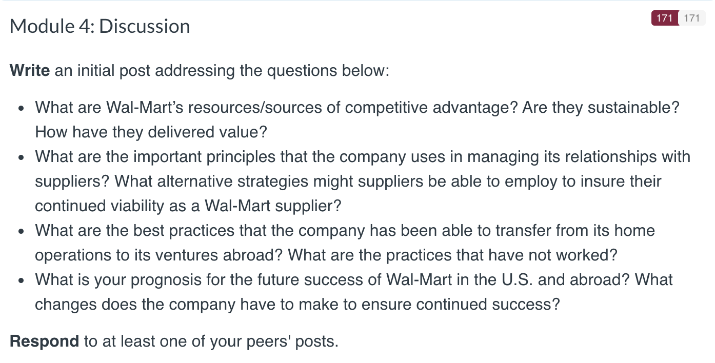 Solved 171 171 Module 4: Discussion Write an initial post | Chegg.com