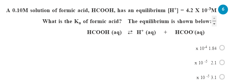 Solved A 0.10M solution of formic acid, HCOOH, has an | Chegg.com