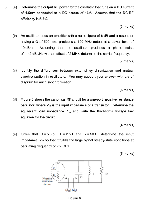 3. (a) Determine the output RF power for the | Chegg.com