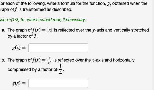 Solved For each of the following, write a formula for the | Chegg.com