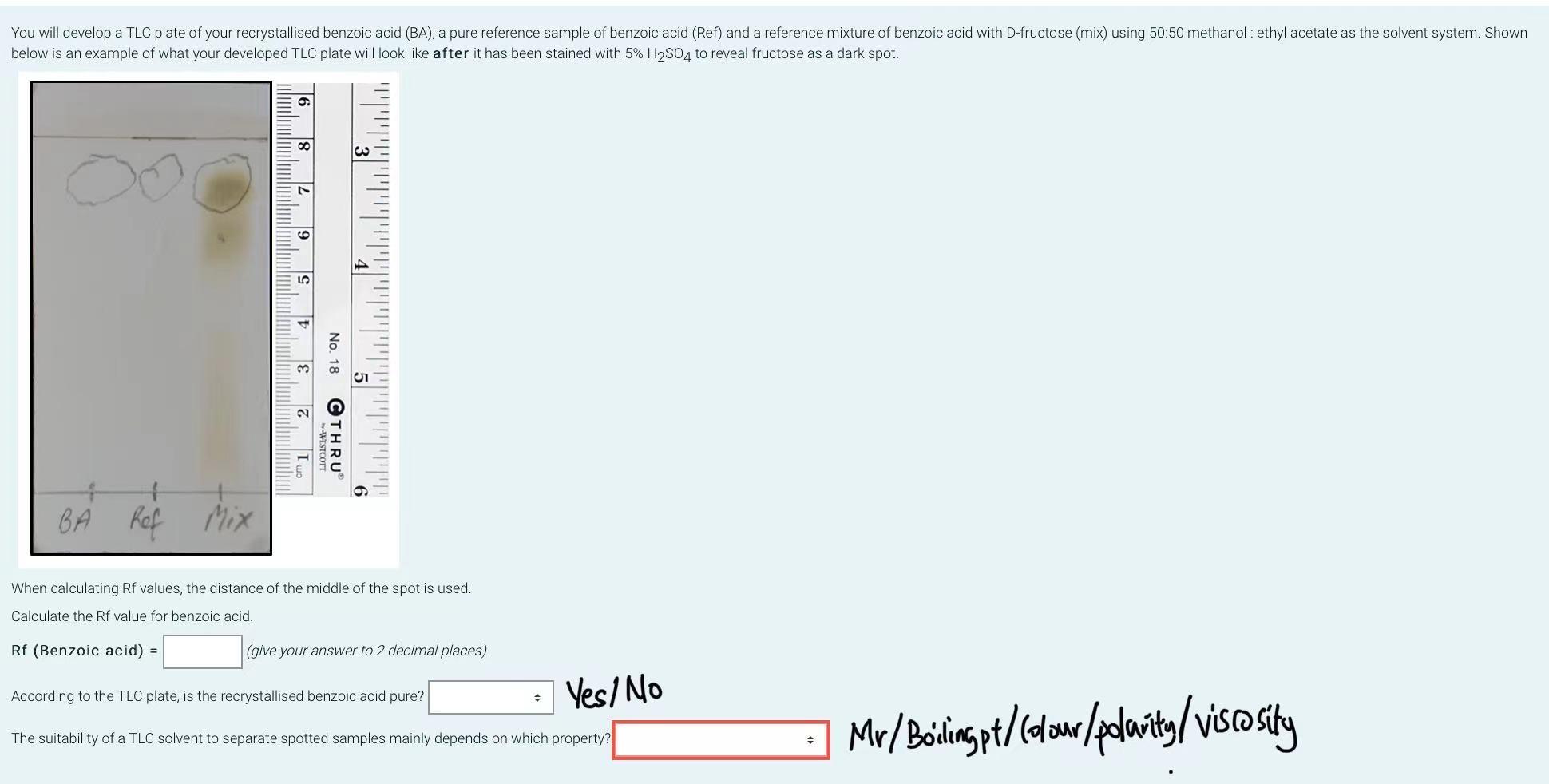 Solved You will develop a TLC plate of your recrystallised | Chegg.com