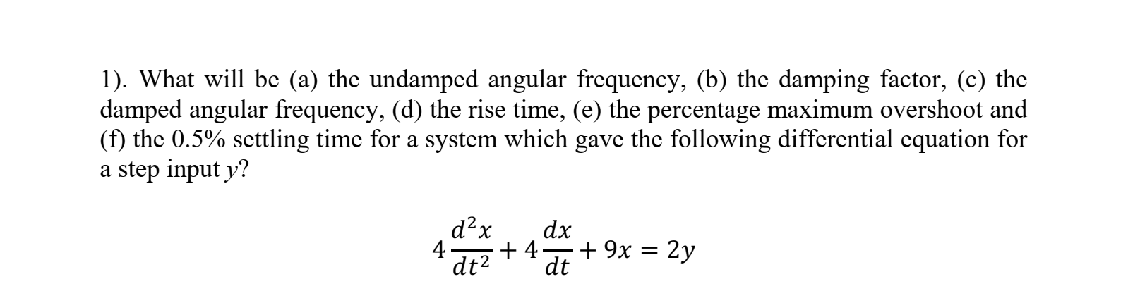 Solved 1). What will be (a) the undamped angular frequency, | Chegg.com