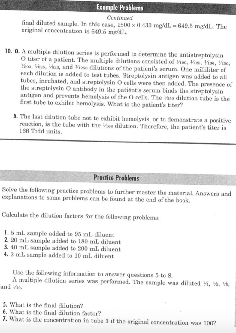 Solved Example Problems Continued final diluted sample. In | Chegg.com