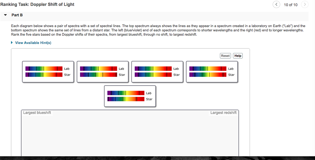 Solved: Ranking Task: Doppler Shift Of Light 10 Of 10> Par... | Chegg.com