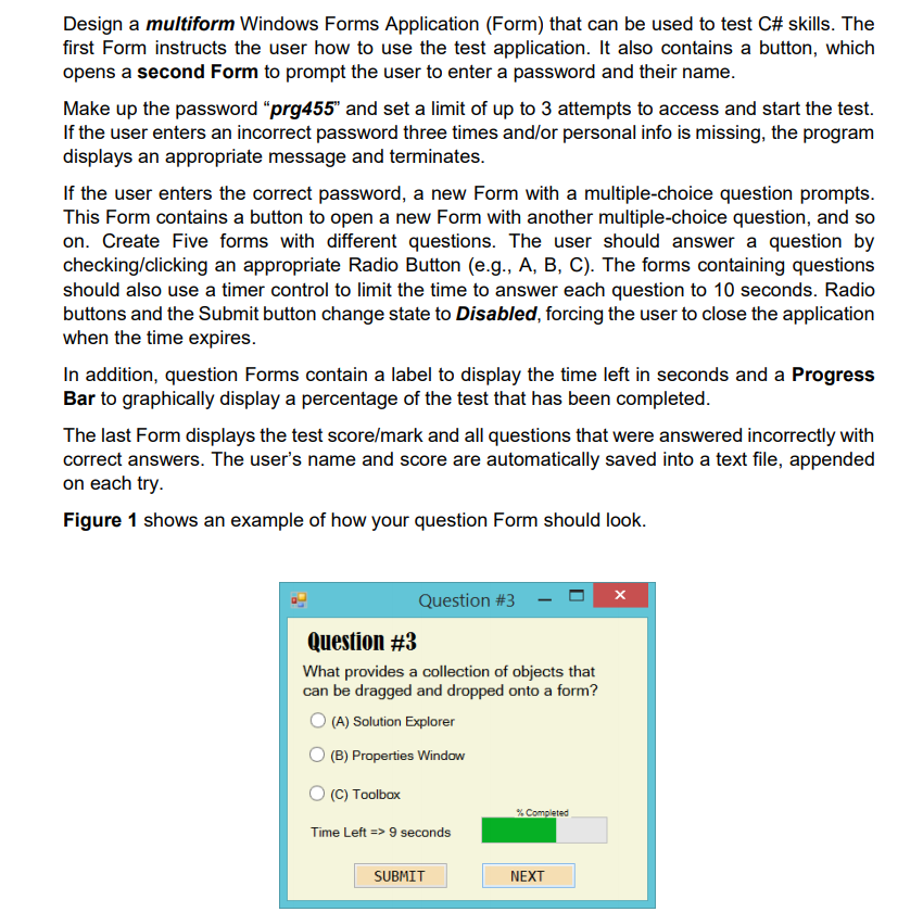 Design a multiform Windows Forms Application (Form) | Chegg.com