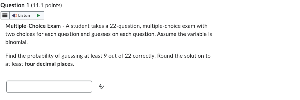 Solved Multiple-Choice Exam - A student takes a 22-question, | Chegg.com