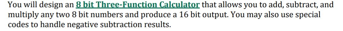 8-bit 3 function Calculator using logic | Chegg.com