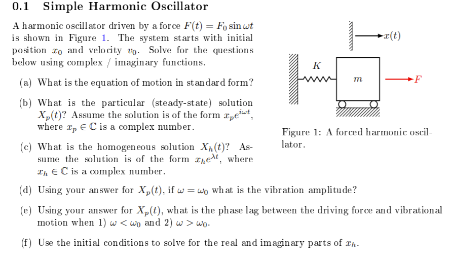 I 0.1 Simple Harmonic Oscillator A harmonic | Chegg.com
