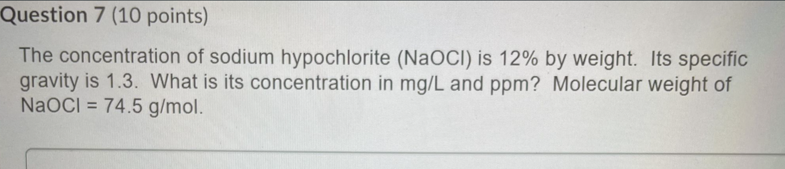Solved Question 7 (10 points) The concentration of sodium | Chegg.com