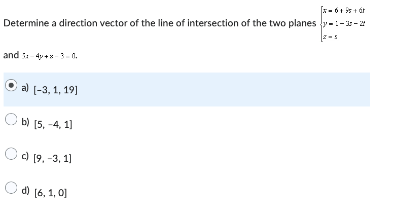 Solved Determine a direction vector of the line of | Chegg.com