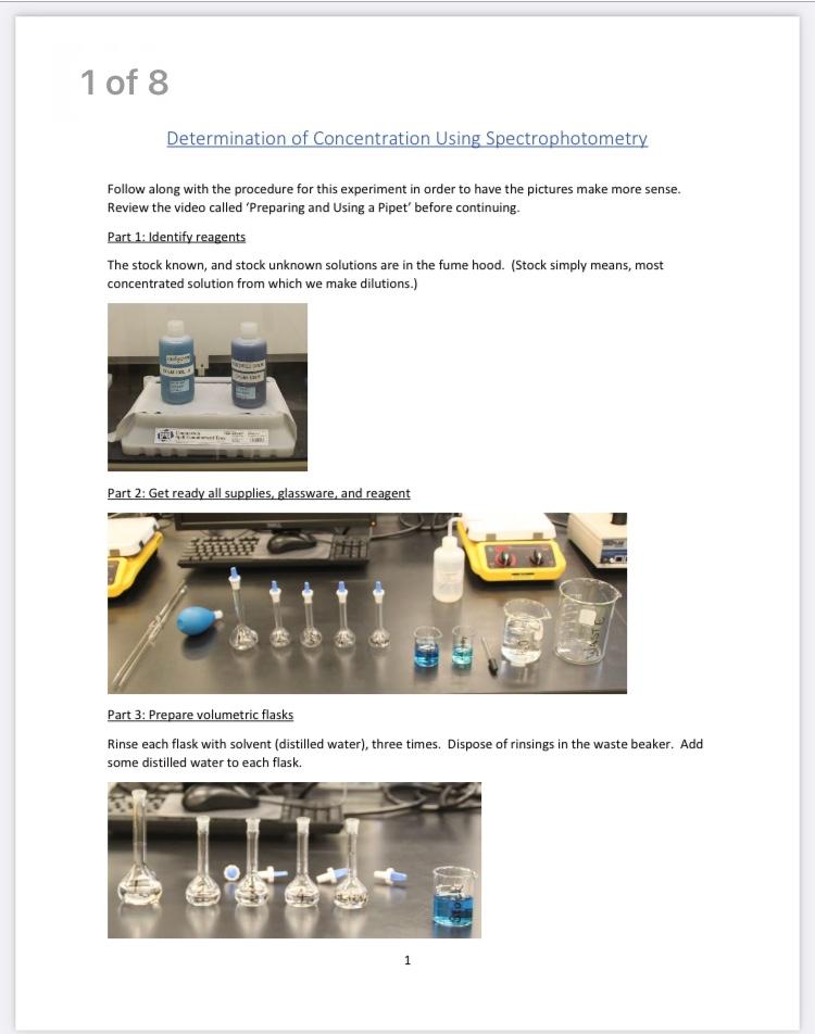 Lab 5 - Determination of Concentration Using | Chegg.com