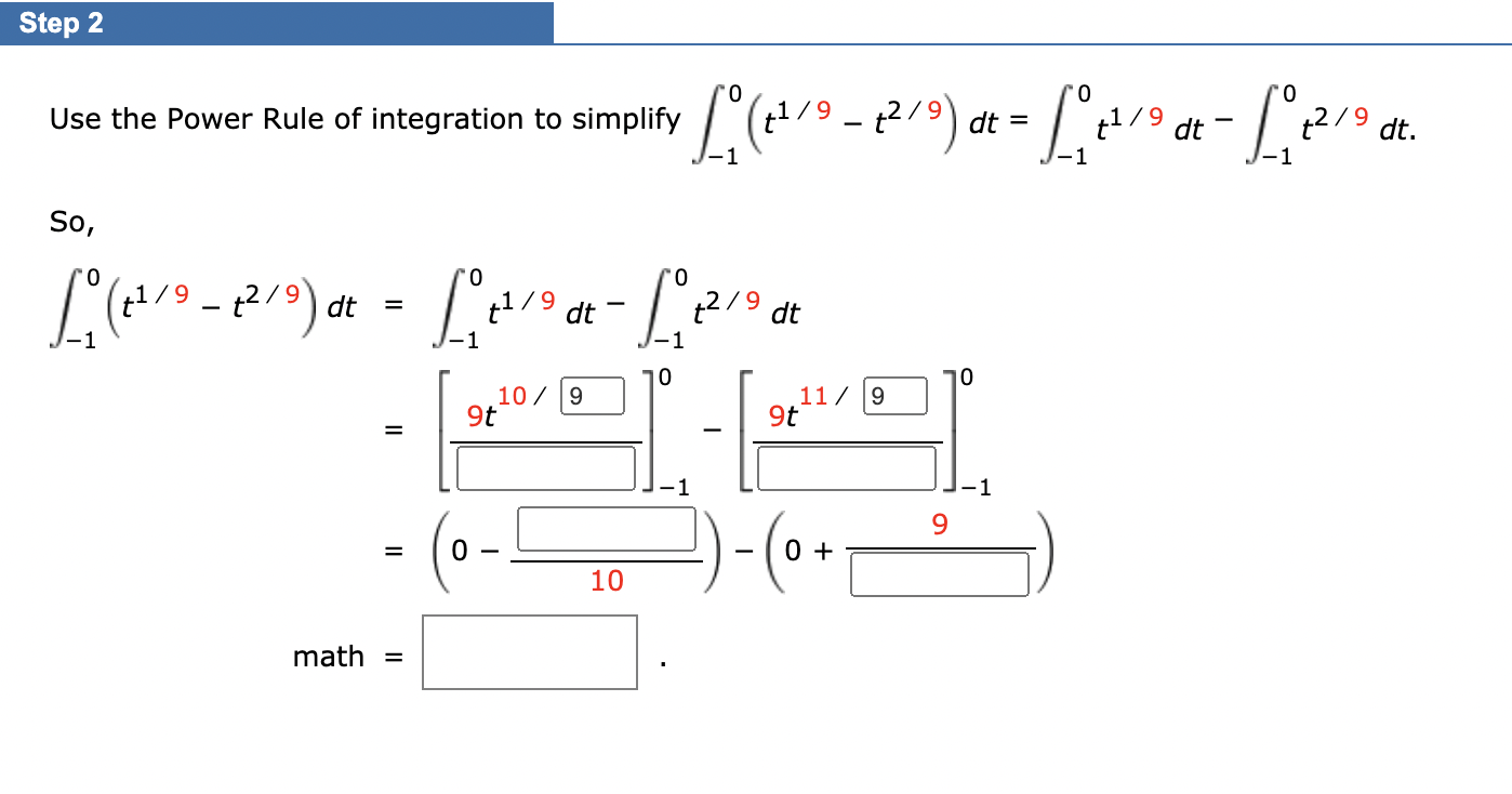 Solved Step 2 Use the Power Rule of integration to simplify | Chegg.com