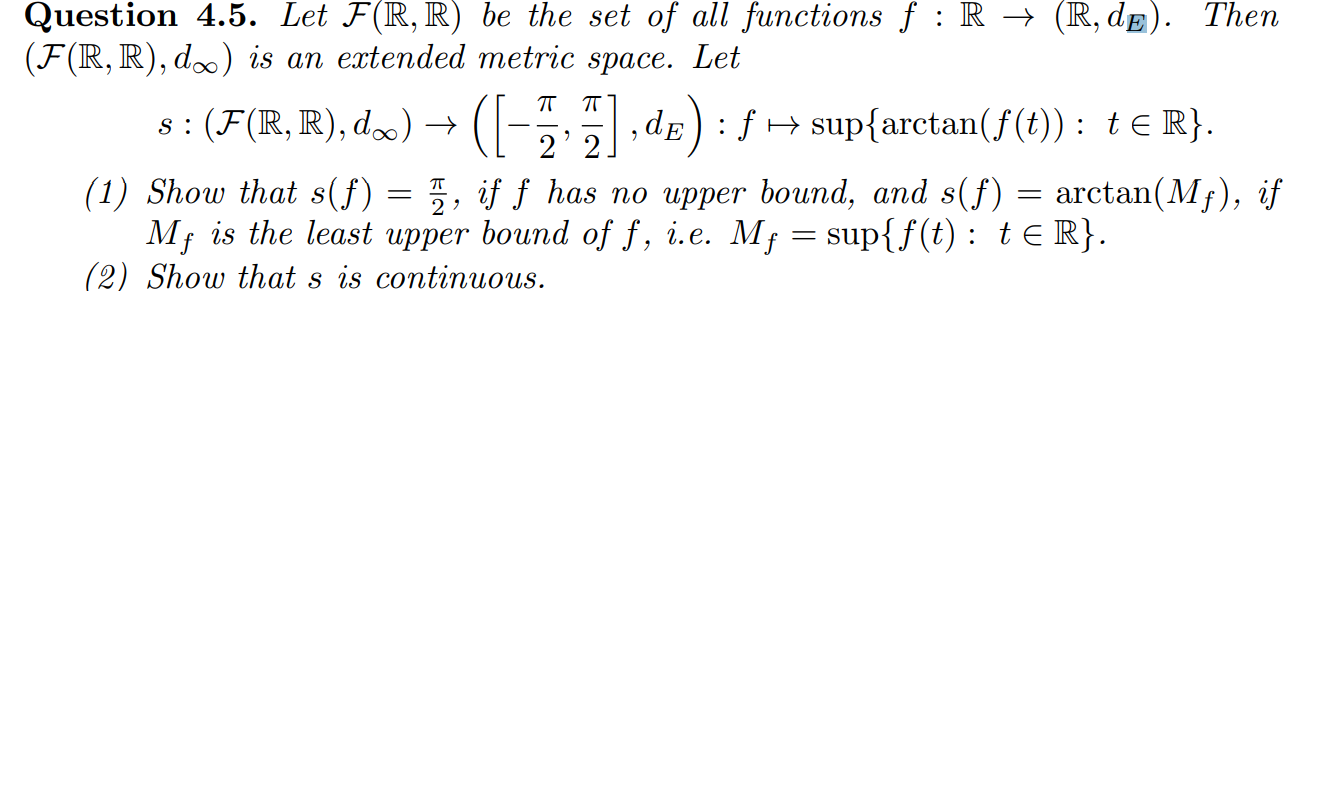 Question 4.5. Let F(R,R) be the set of all functions | Chegg.com