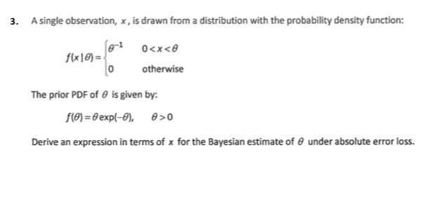 Solved 3. A single observation, x, is drawn from a | Chegg.com