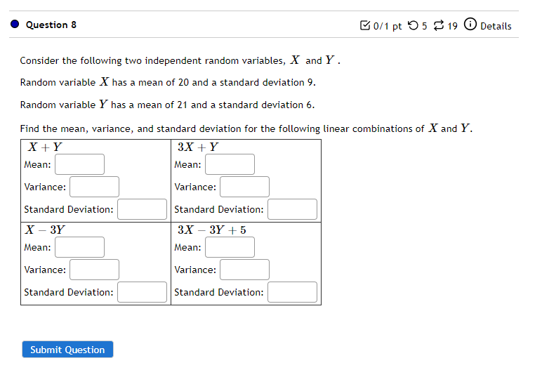 Solved Question 7 Details Consider the discrete random | Chegg.com
