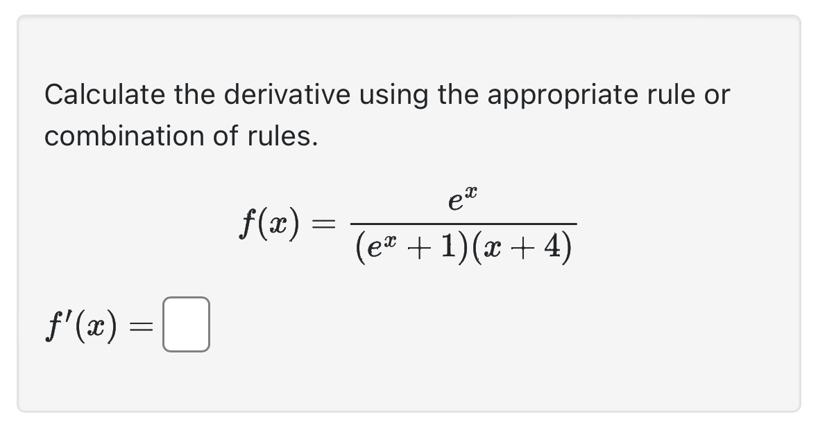 Solved Calculate the derivative using the appropriate rule | Chegg.com
