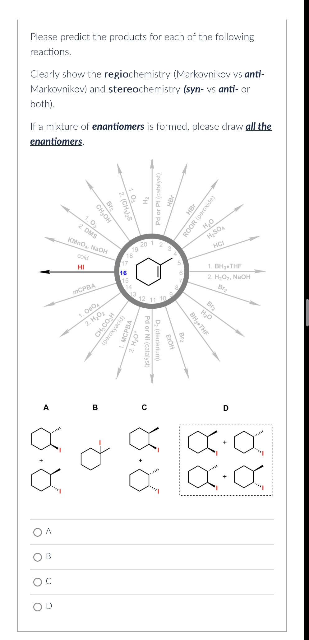 Please predict the products for each of the | Chegg.com