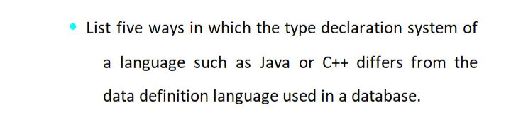 Solved List five ways in which the type declaration system | Chegg.com Solved List five ways in which the type declaration system | Chegg.com
