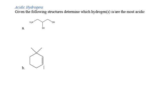 Solved Acidic Hydrogens Given the following structures | Chegg.com
