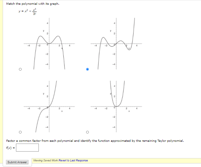 Solved Match the polynomial with its graph. y=x2- -* 3! o 15 | Chegg.com