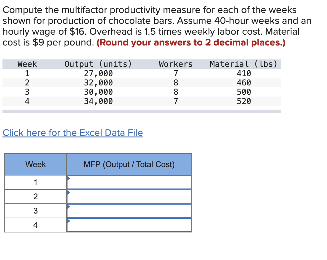 Solved Compute the multifactor productivity measure for each | Chegg.com