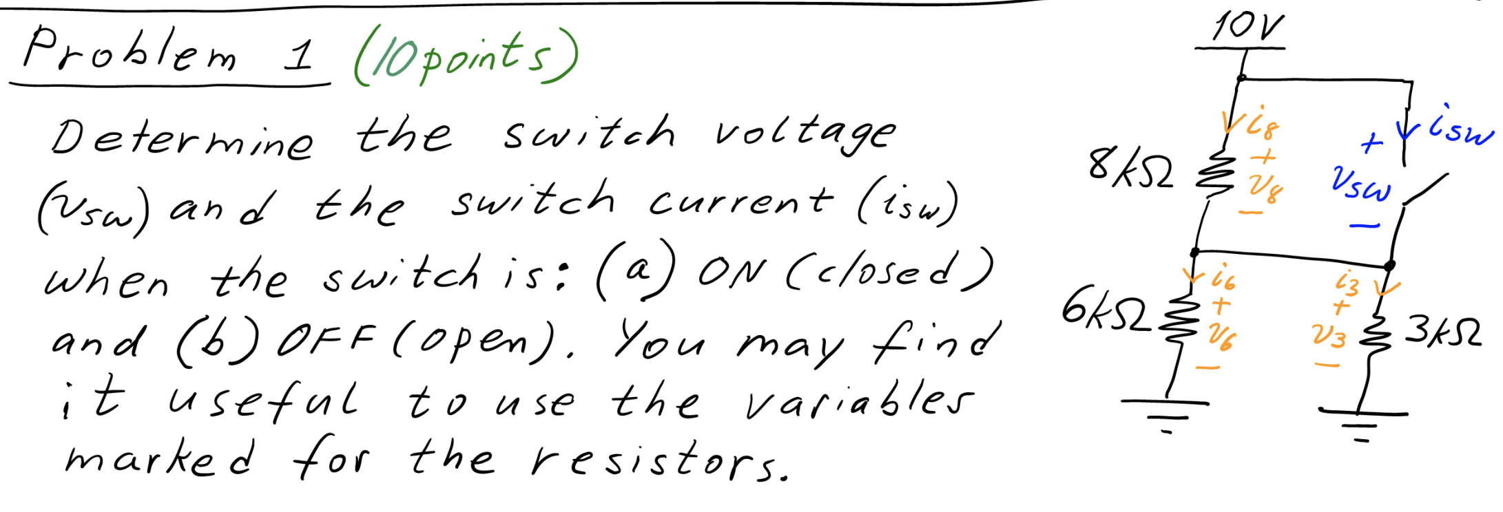 Solved Problem 1 (10points) Determine the switch voltage | Chegg.com