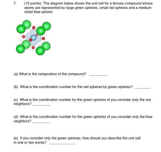 Solved 7. (15 points) The diagram below shows the unit cell | Chegg.com