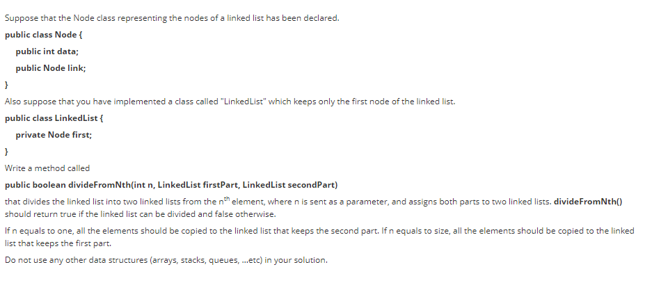Solved Suppose that the Node class representing the nodes of | Chegg.com
