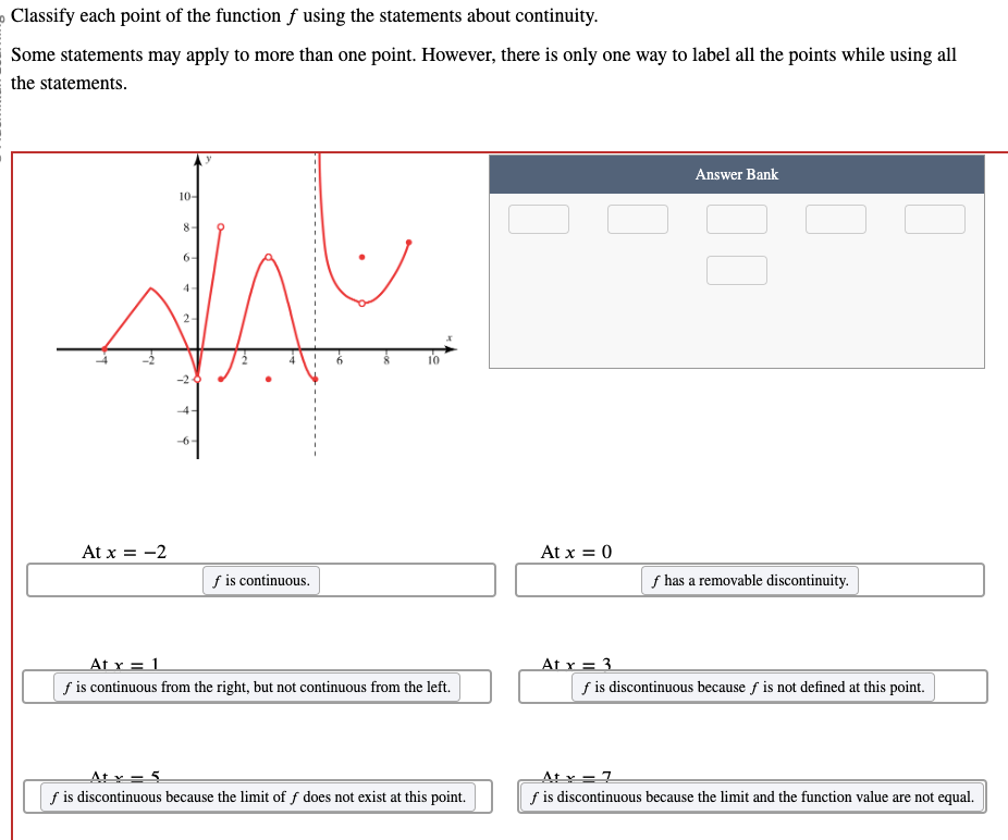 Solved Classify each point of the function f using the | Chegg.com