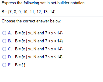 Solved Express the following set in set-builder notation. | Chegg.com