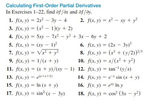 Solved = = = -- Calculating First-Order Partial Derivatives | Chegg.com