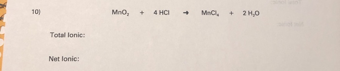 Solved 10) Total lonic: Net lonic: | Chegg.com