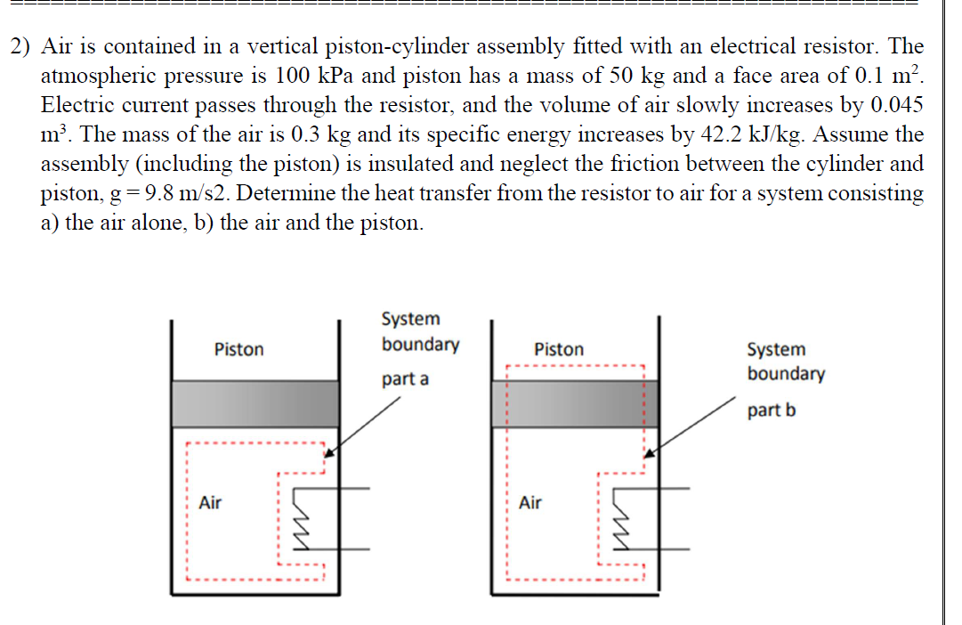 Solved Air is contained in a vertical piston-cylinder | Chegg.com