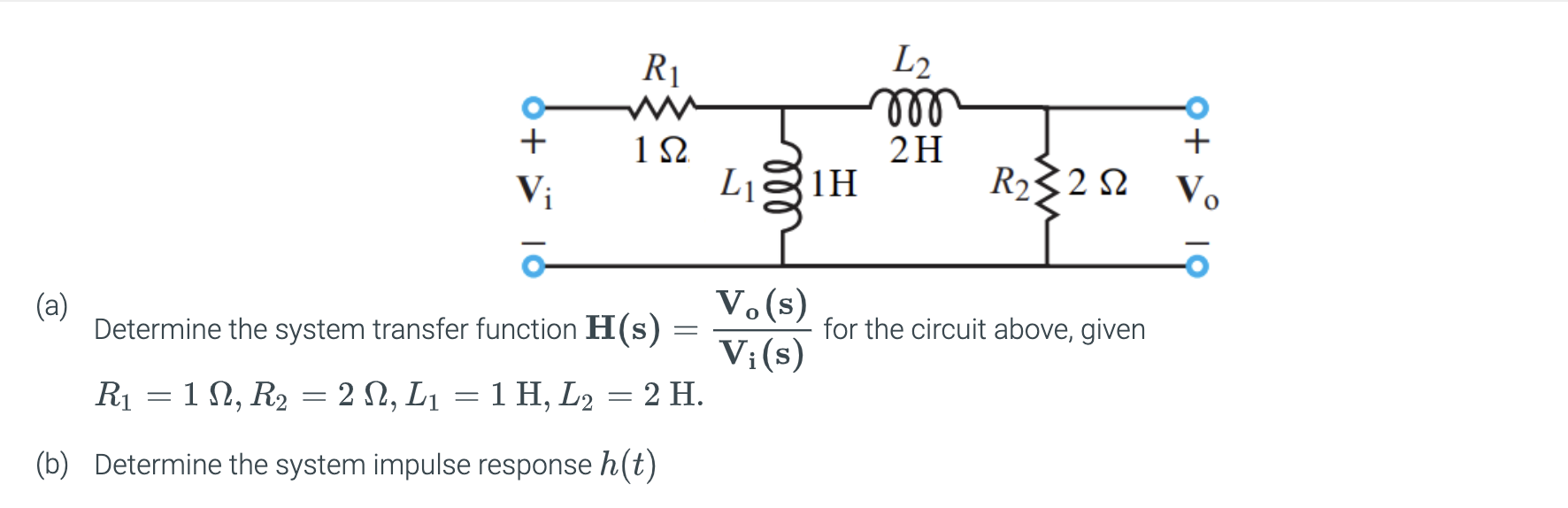 Solved (a) Determine the system transfer function | Chegg.com