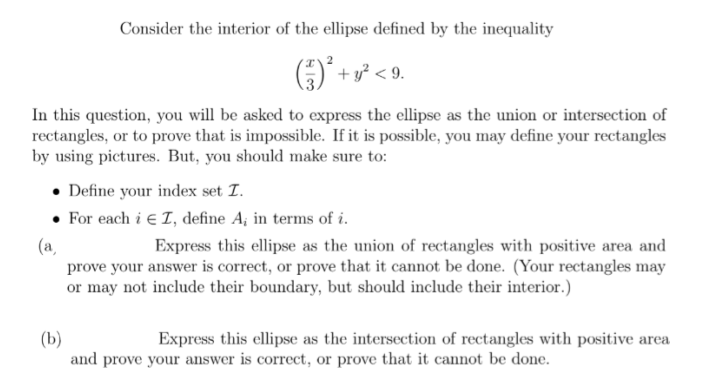 Solved Consider the interior of the ellipse defined by the | Chegg.com