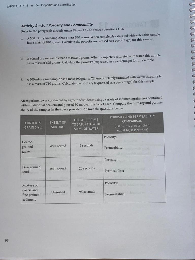 Solved Laboratory 13 Soil Properties And Classification Chegg