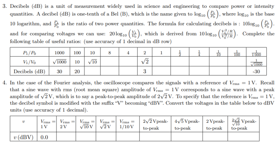 Solved 3. Decibels (dB) is a unit of measurement widely used | Chegg.com