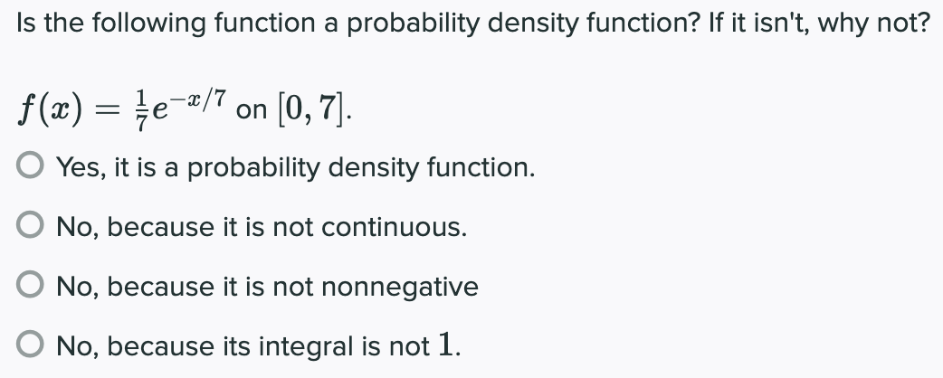 Solved Is the following function a probability density | Chegg.com