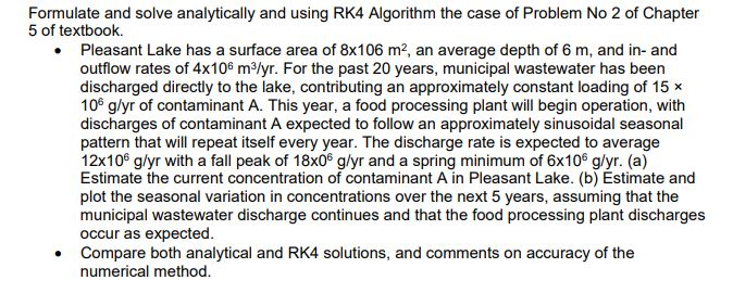 Formulate and solve analytically and using RK4 | Chegg.com