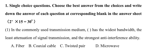 Solved 1. Single choice questions. Choose the best answer | Chegg.com