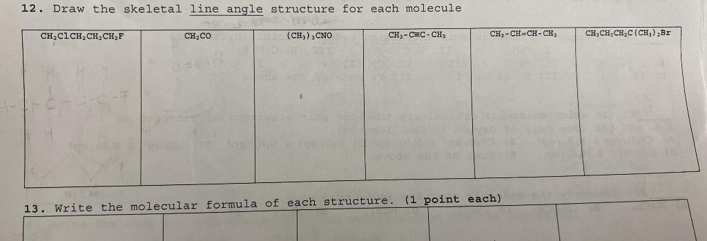 Solved 12. Draw the skeletal line angle structure for each | Chegg.com